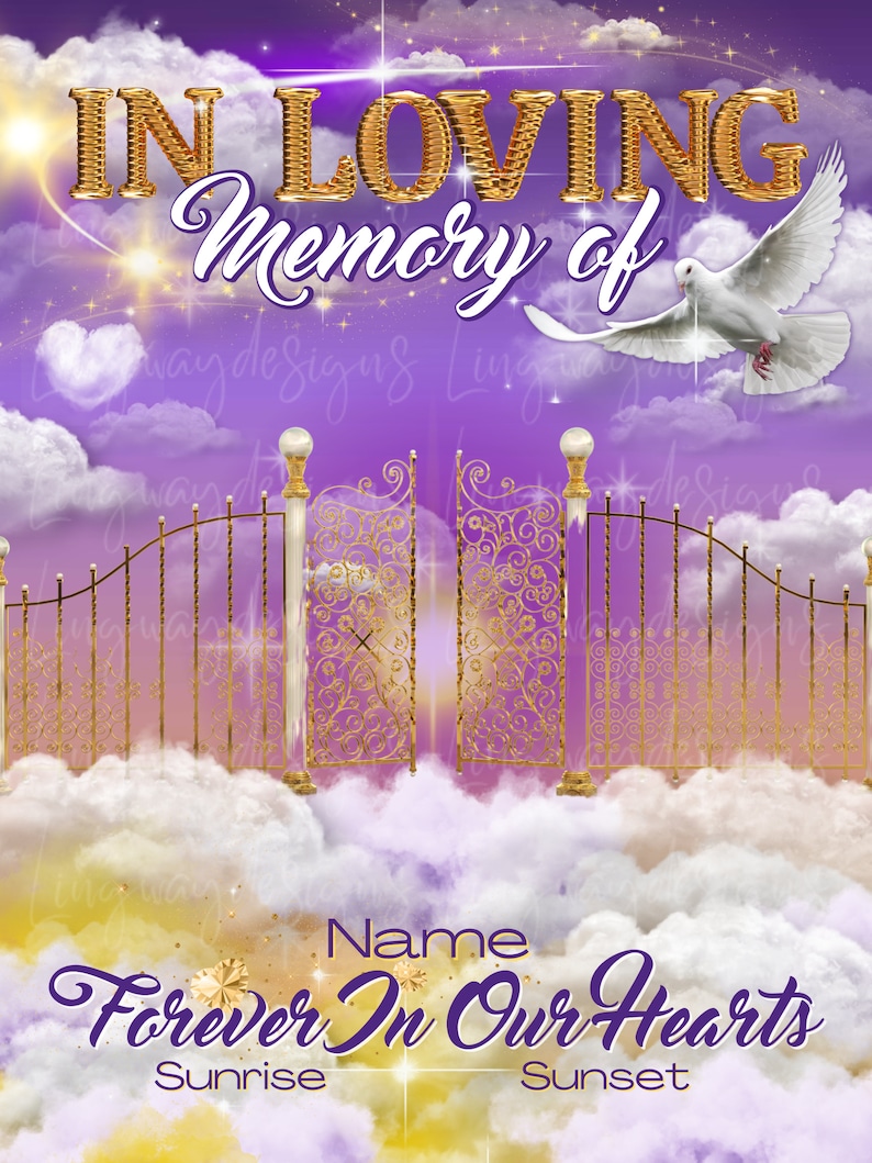 Purple Yellow Heaven Gate Loving Memory Forever in Our Hearts - Etsy