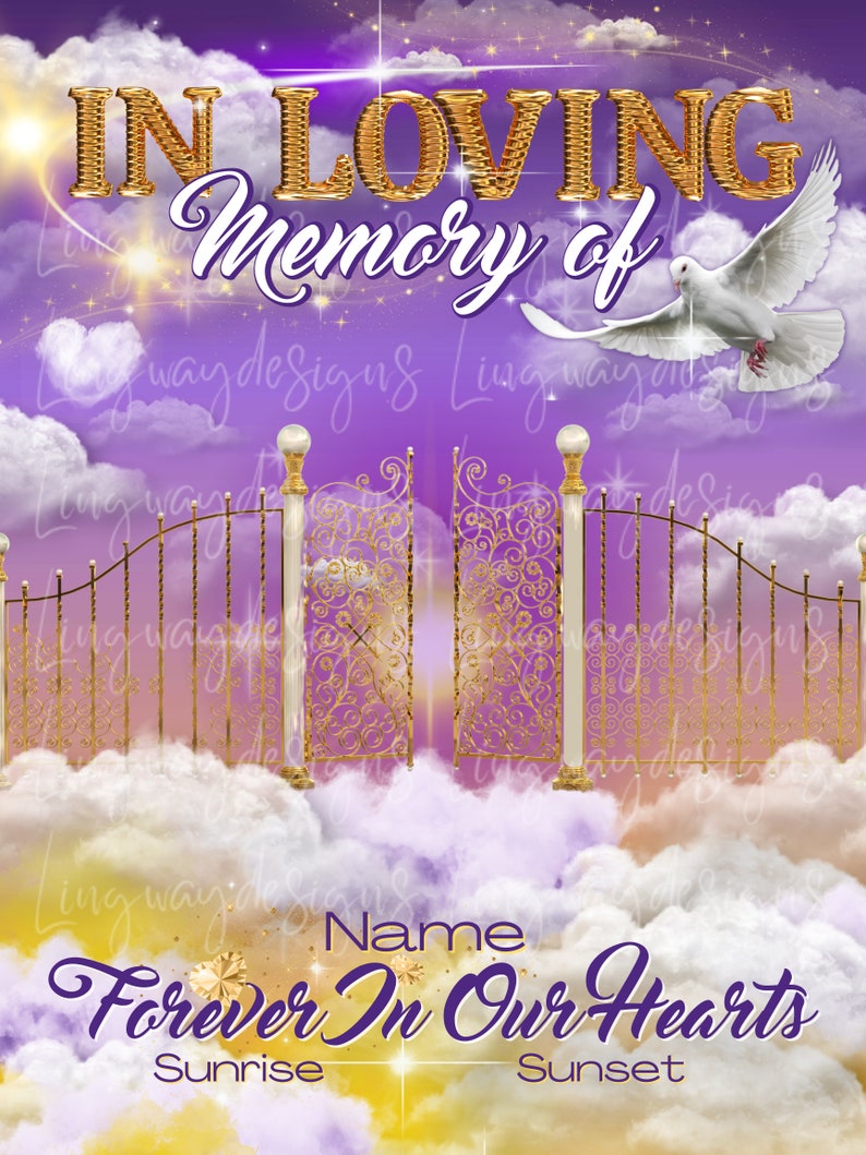 Purple Yellow Heaven Gate Loving Memory Forever in Our Hearts Angel ...