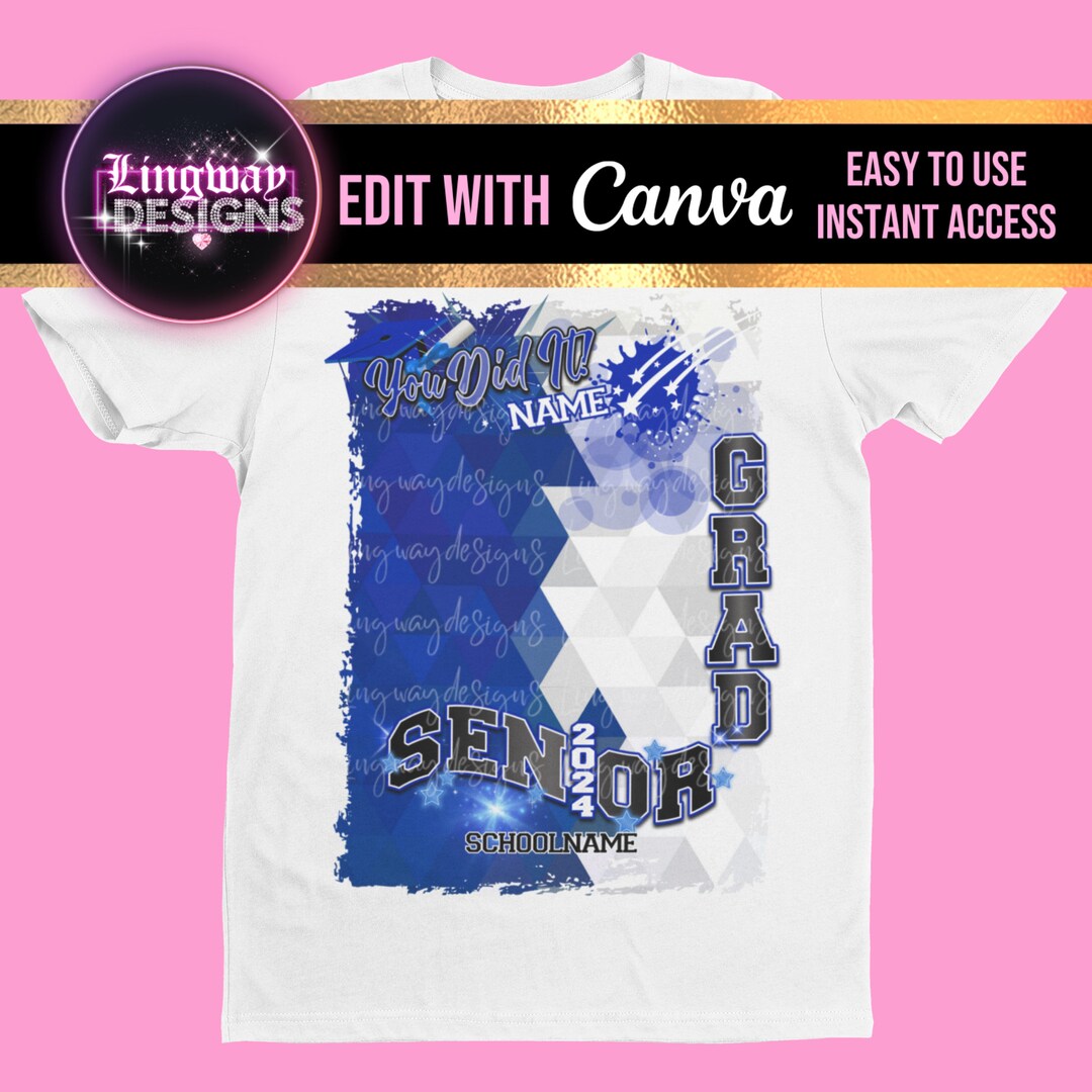 Blue Black Class of 2024 Graduation Transparent Editable Template ADD ...