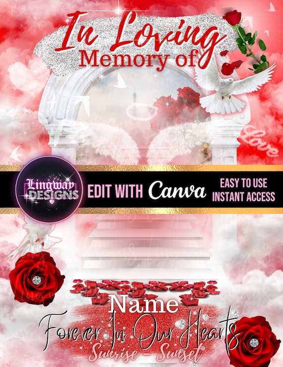 Red Sky in Loving Memory of Angel Wings Heart Cloud Memorial - Etsy
