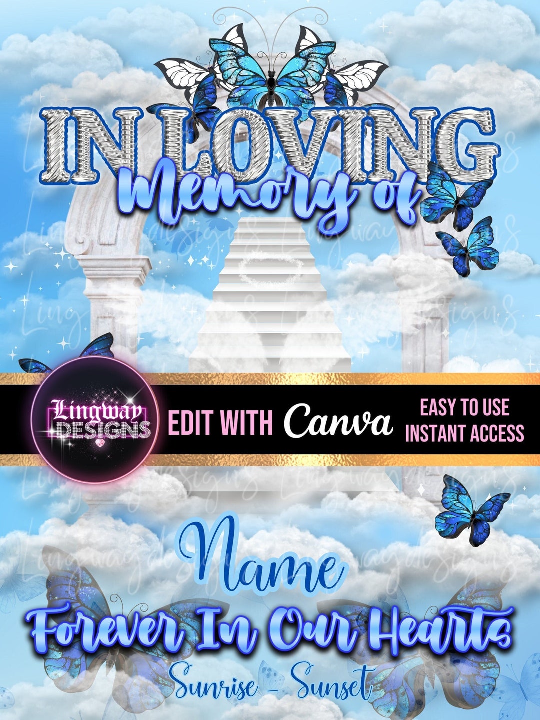 Blue Baby Blue Butterflies in Loving Memory Forever in Our Hearts Angel ...