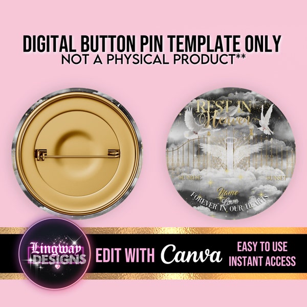 Gold Memorial Background Button - Etsy