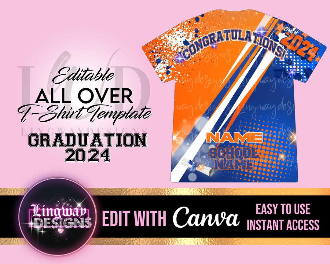 Blue Orange Congratulations Class of 2024 Graduation All Over 3D ...