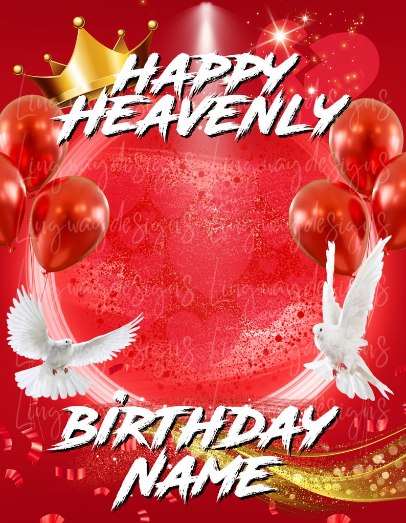 Red Happy Heavenly Birthday Balloons in Loving Memory Angel - Etsy