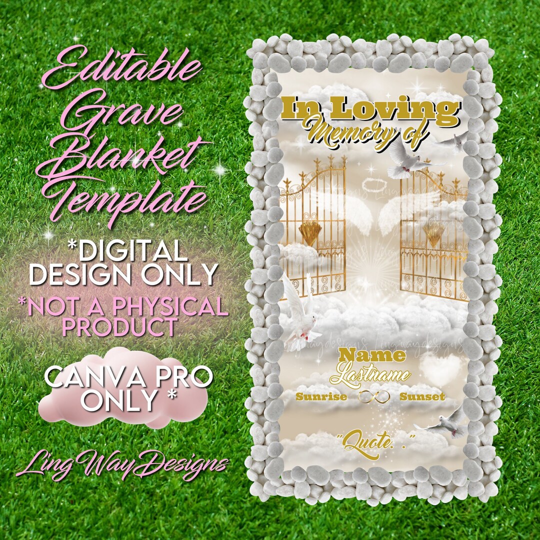 Tan Gold in Loving Memory Grave Blanket Angel Wings Forever in Our ...