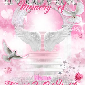 Pink Silver Heaven in Loving Memory of Angel Wings Memorial PNG Add ...