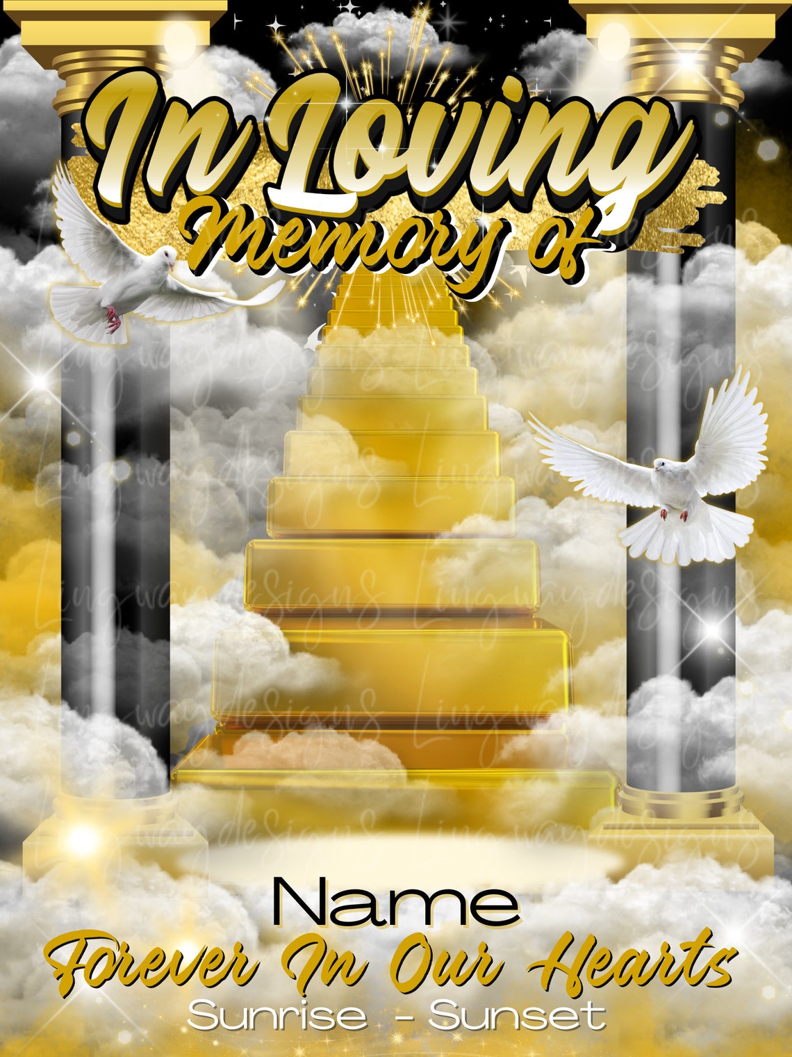 Gold Black Sky 24k in Loving Memory Forever in Our Hearts PNG Add Photo ...