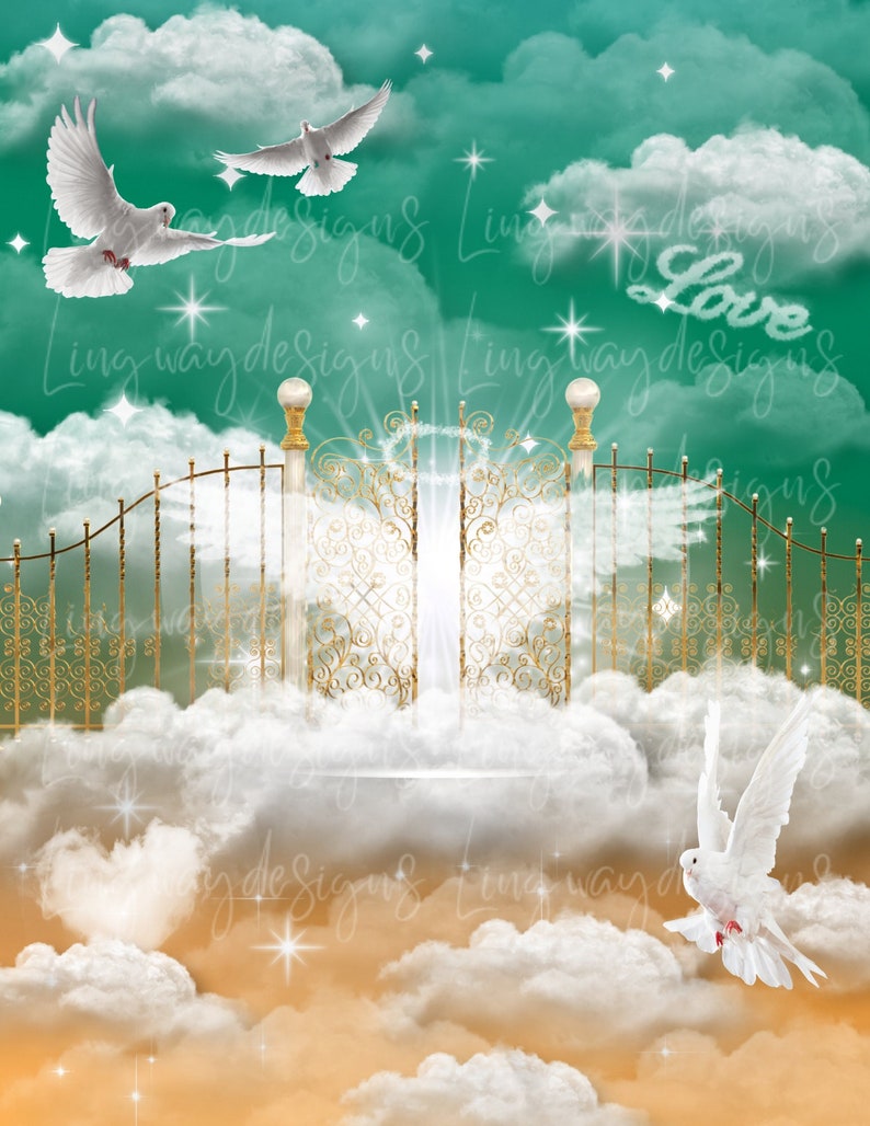 Green Orange Heavens Gate Background Instant Download Forever - Etsy