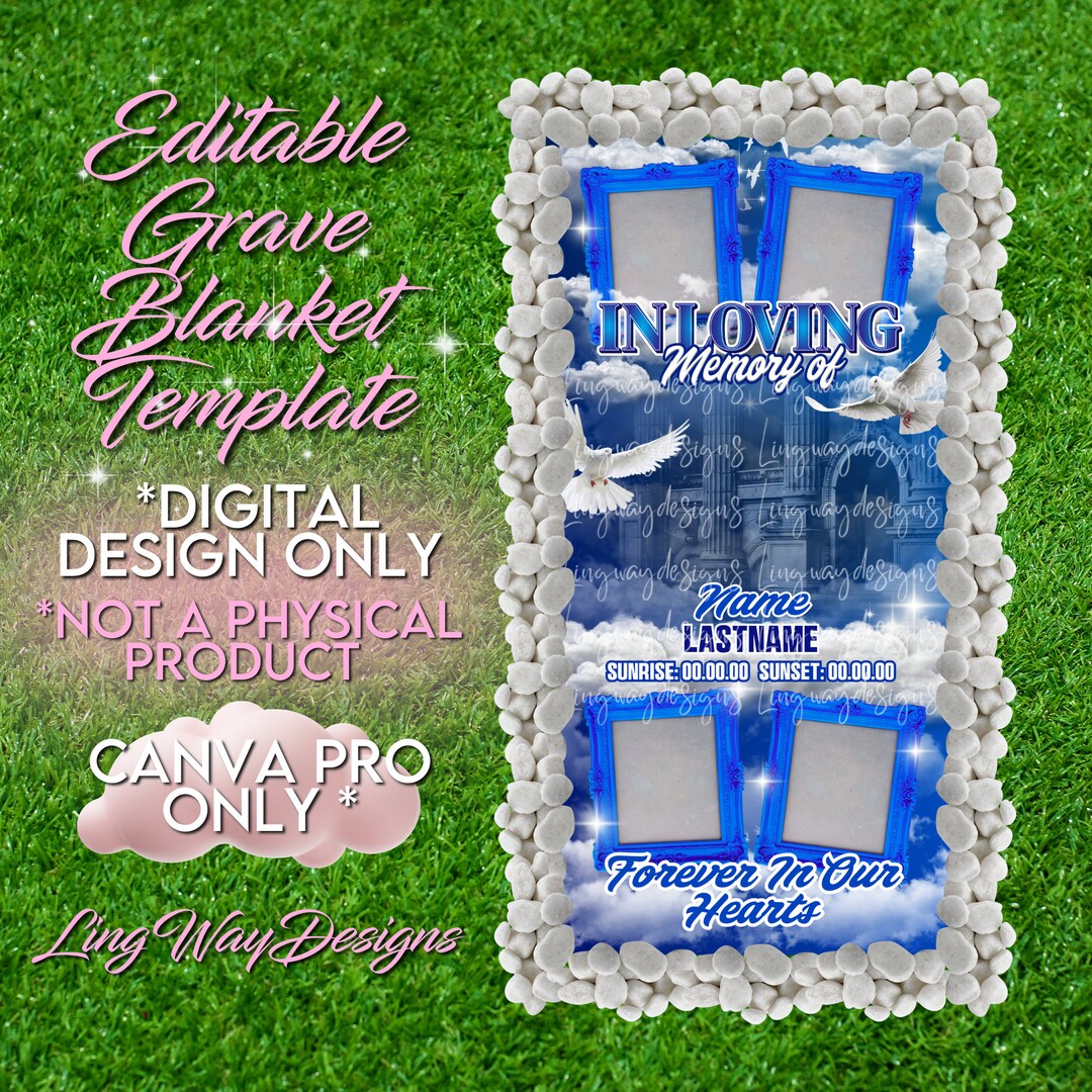 Blue in Loving Memory Grave Blanket Forever in Our Hearts Add Quote ...