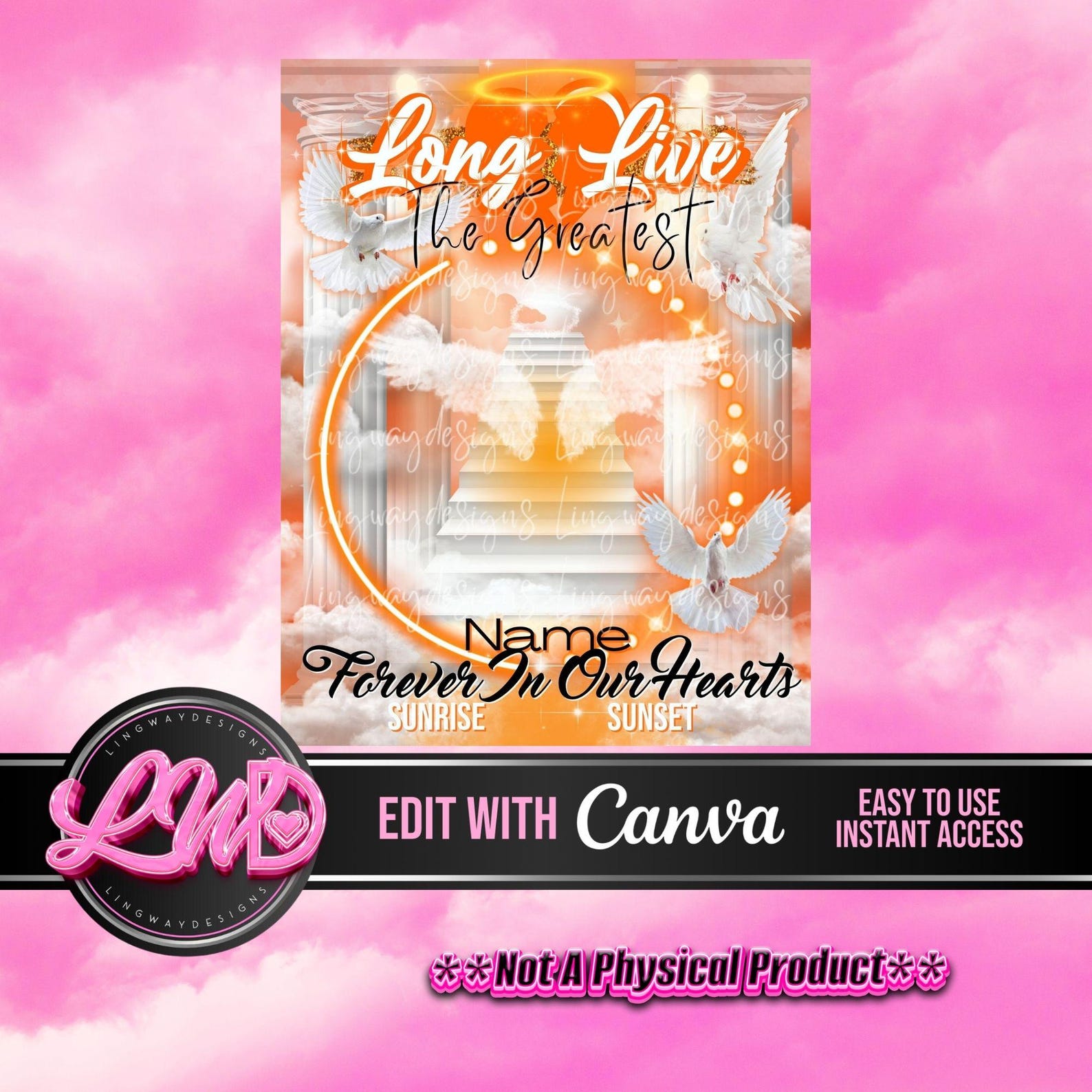 Orange Heaven Long Live Missing You in Loving Memory Angel Wings ...