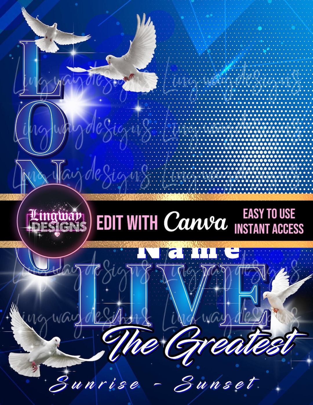 Blue Black Long Live the Greatest Memorial PNG Add Photo Rest in Peace ...