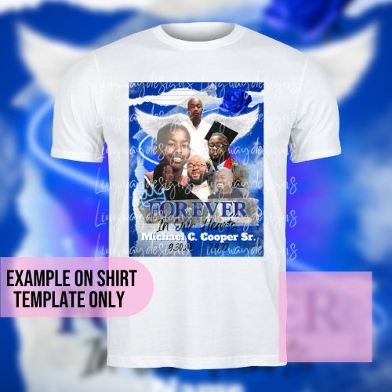 Blue Angel Memorial PNG Add Photo Rest in Peace Template for - Etsy