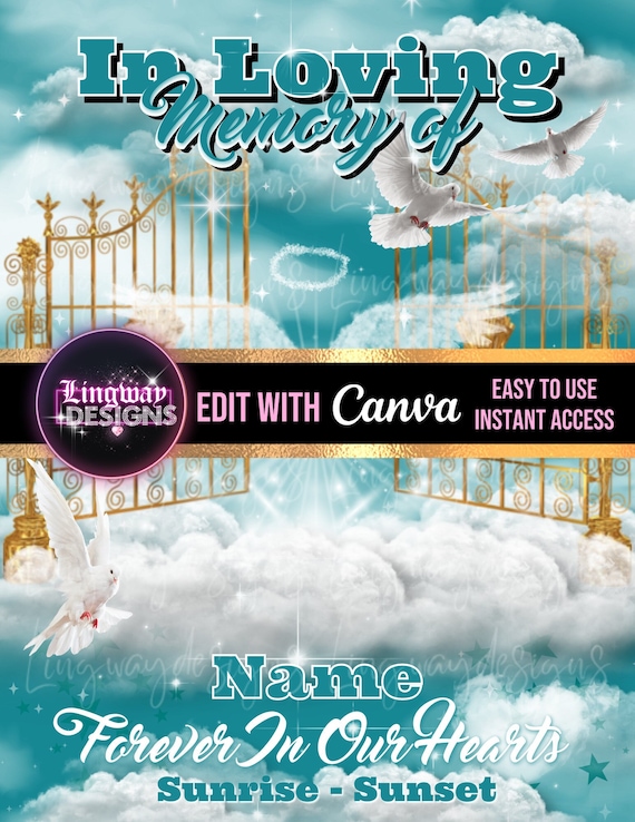 Teal in Loving Memory Heaven Gates Forever in Our Hearts Angel - Etsy