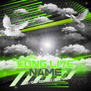 Lime Green Grey Black Sky Long Live Heaven Memorial All Over 3D Add ...