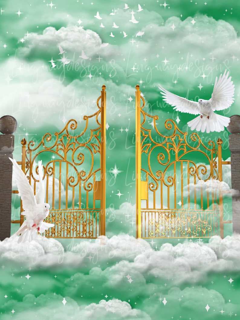 Green Sky Heavens Golden Gate Background Instant Download - Etsy