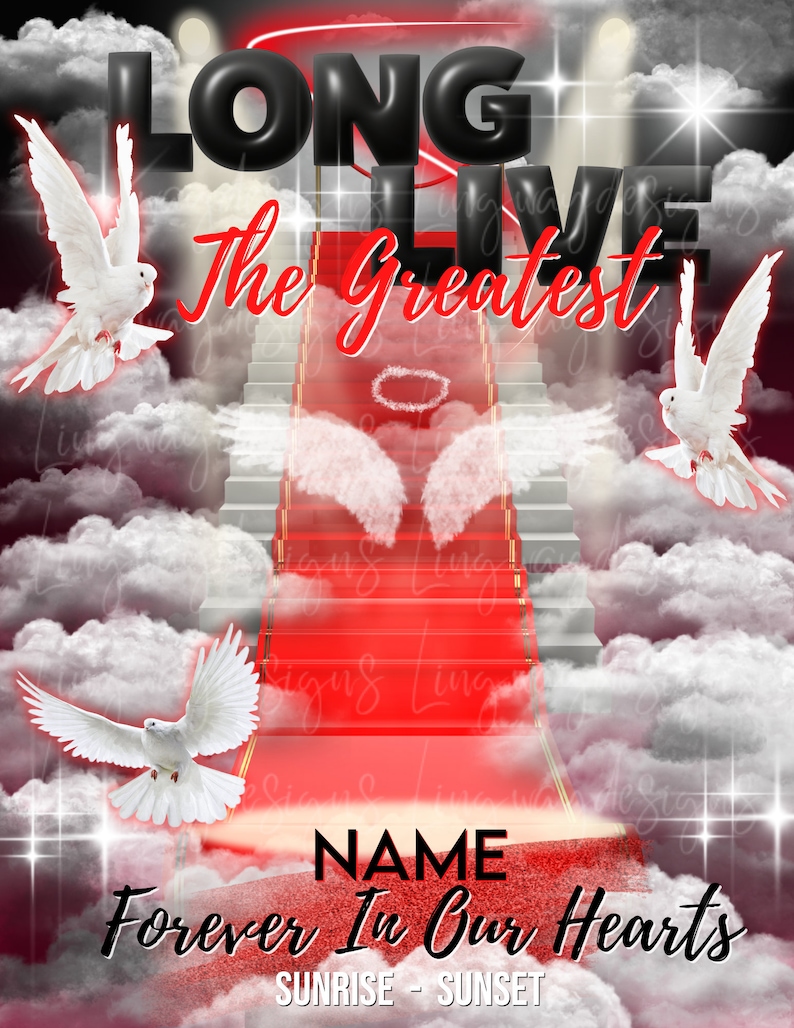 Red Black Heaven Long Live Forever in Our Hearts Angel Wings Memorial ...