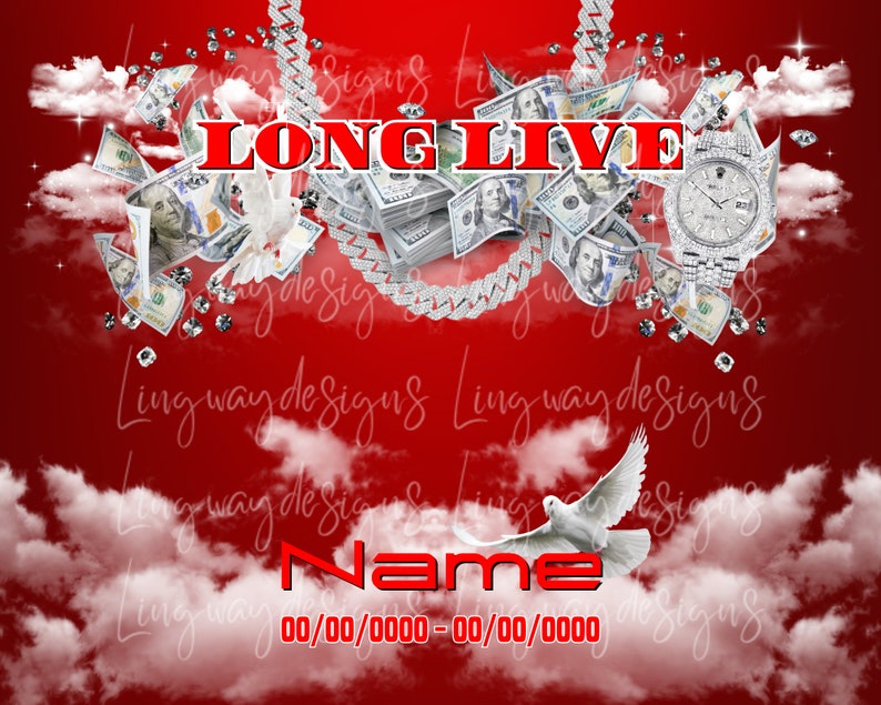 Red Chain Long Live the Greatest Heaven Memorial All Over 3D Add Photo ...