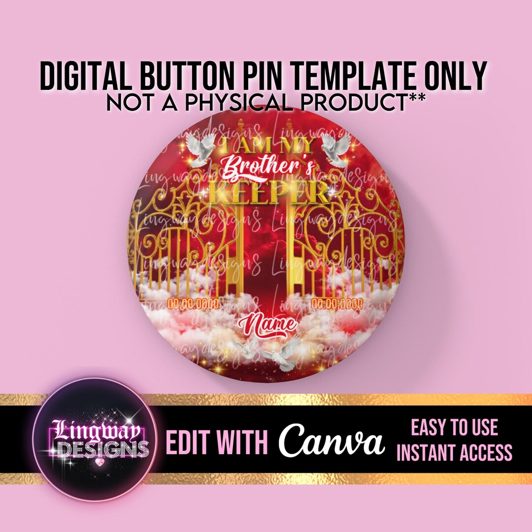 Red Gold I Am My Keeper Heaven Gate Template Memorial Button Pin ...