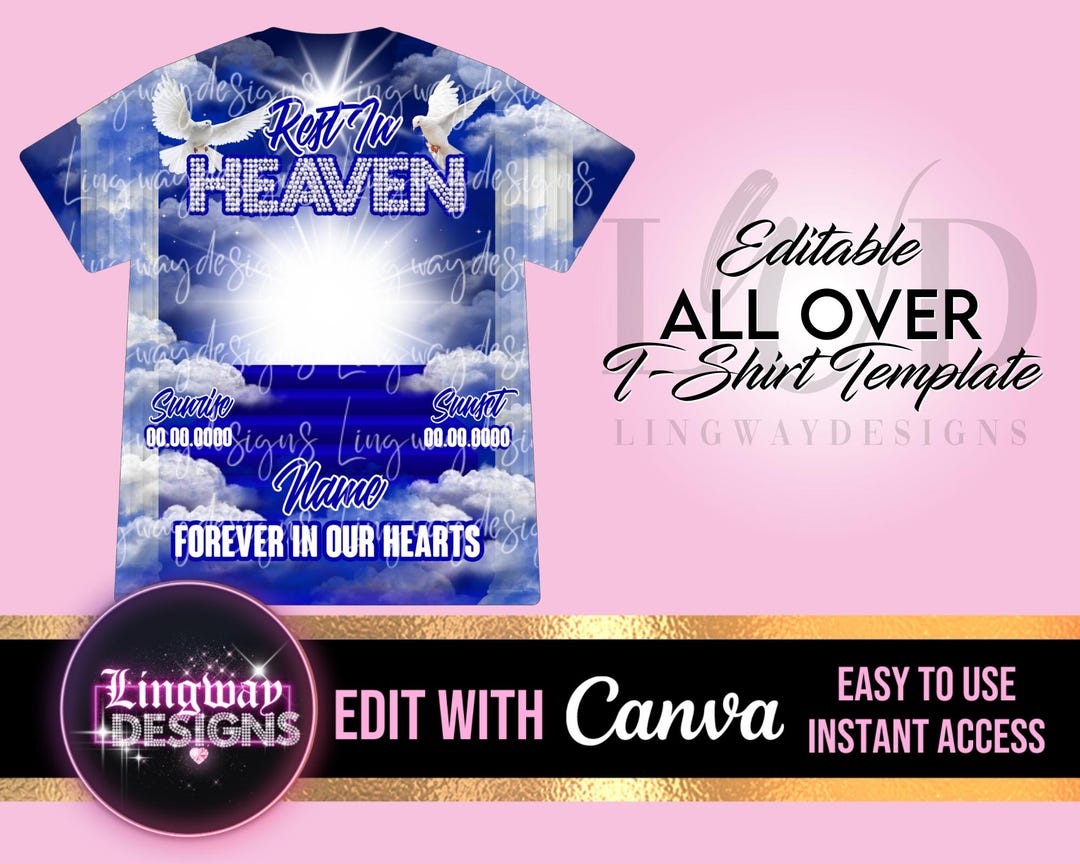 Blue Rest in Heaven Stairs Memorial All Over 3D Add Photo Rest in Peace ...