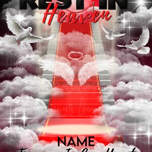 Red Black Rest in Heaven Forever in Our Hearts Angel Wings Memorial PNG ...