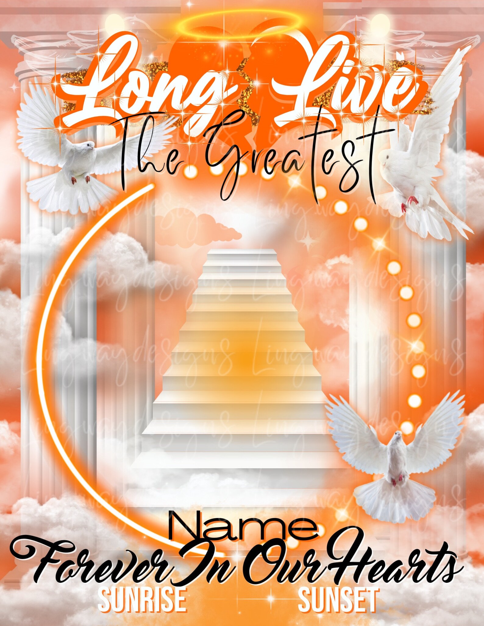 Orange Heaven Long Live Missing You in Loving Memory Angel Wings ...