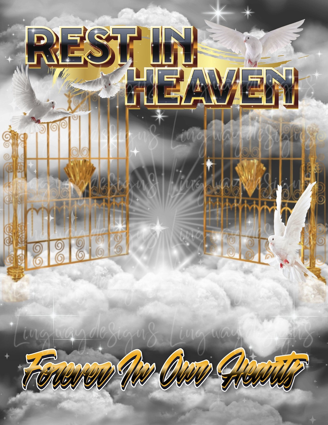 Black Gold Heavens Gate Rest in Heaven Forever in Our Hearts Background ...