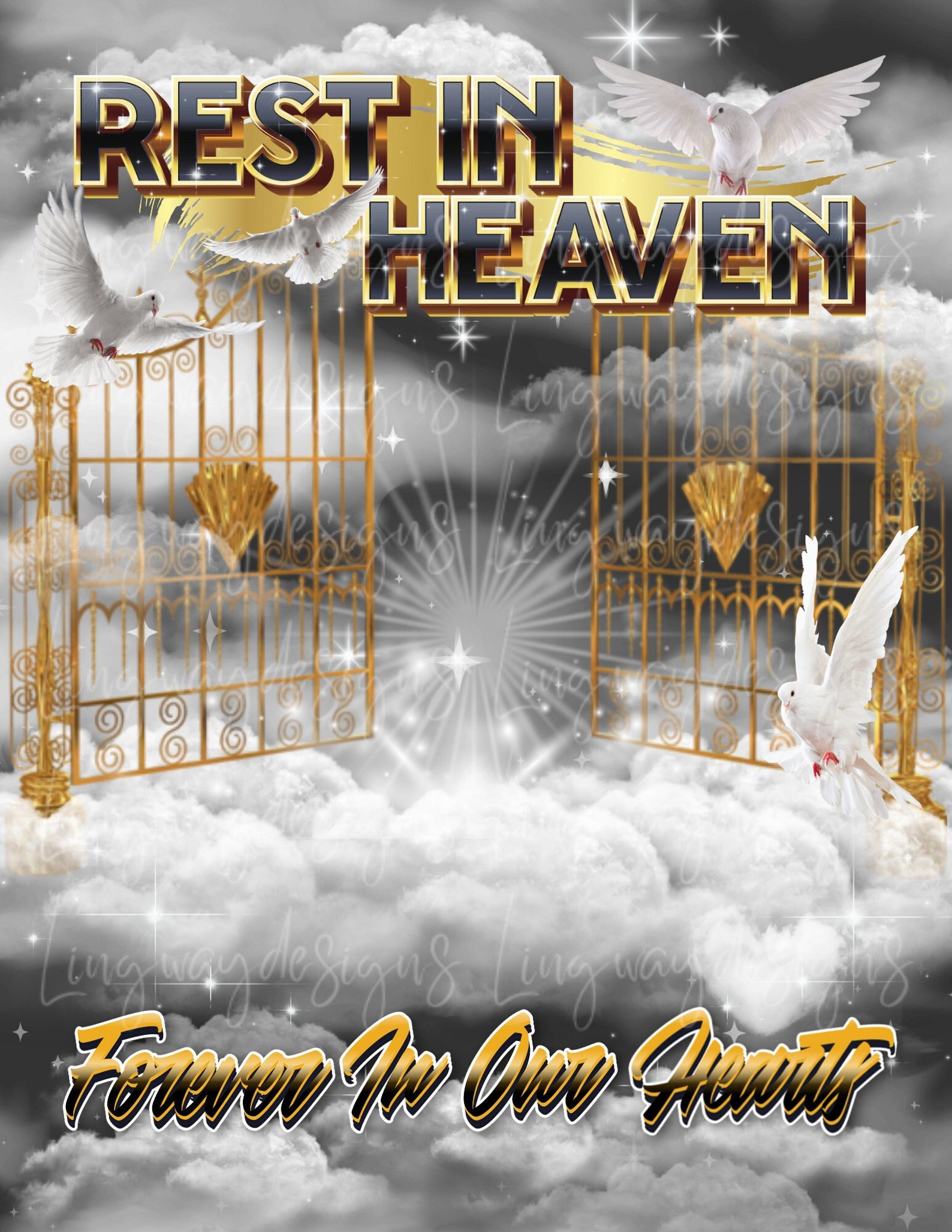 Black Gold Heavens Gate Rest in Heaven Forever in Our Hearts Background ...