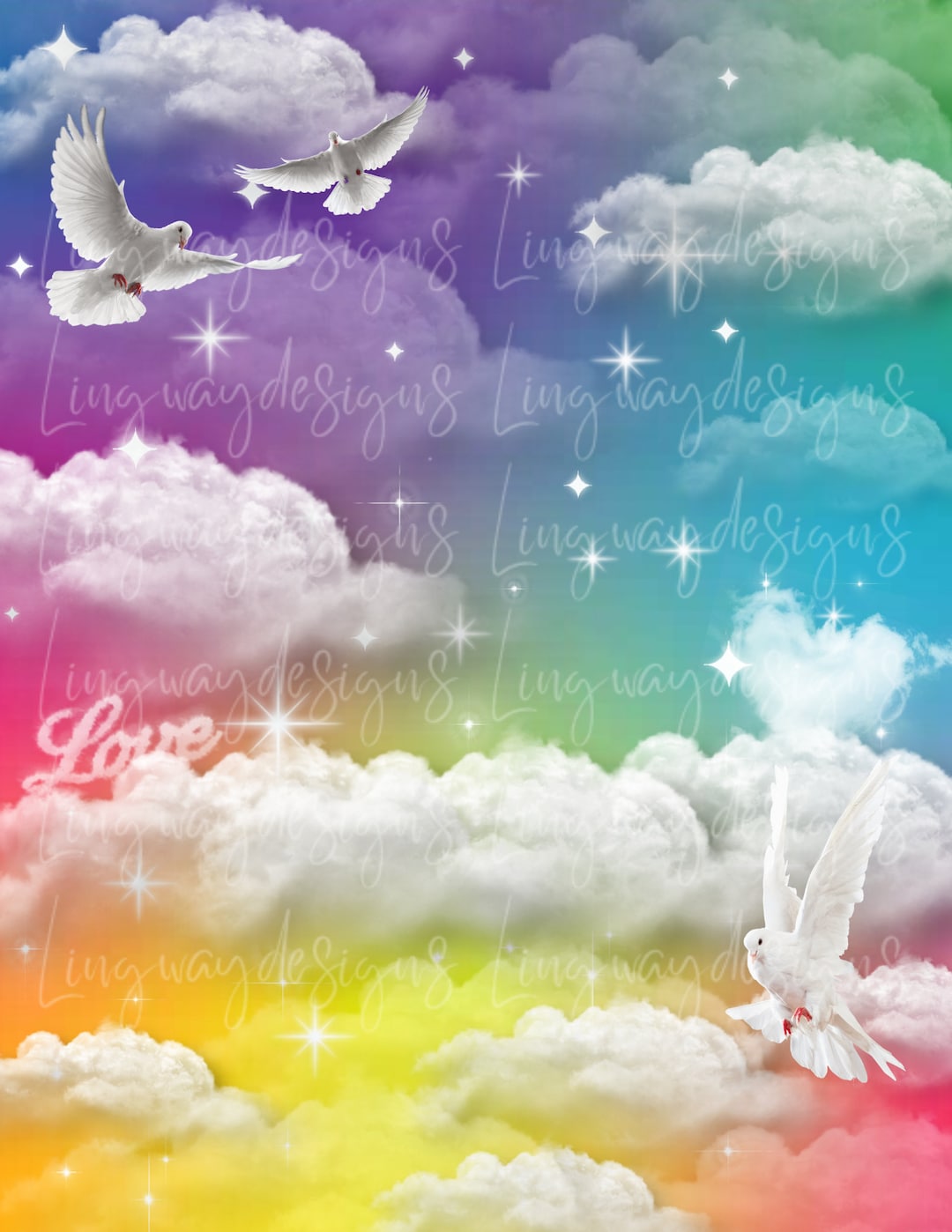 Rainbow Sky Clouds Heaven Background Instant Download Forever in Our ...