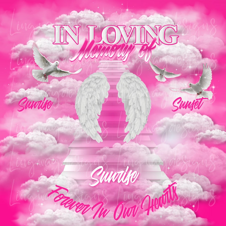 Pink Heaven Stairway in Loving Memory Angel Wings Template - Etsy