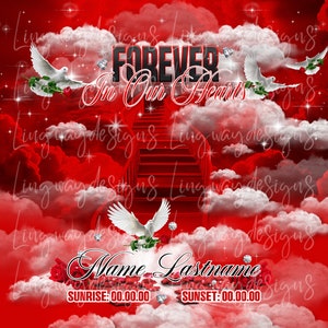 Red Black Forever in Our Hearts Heaven Memorial All Over 3D Add Photo ...