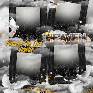 Black Sky Gold Heavens Frames Rest in Heaven Angel Wings PNG Add Photo ...