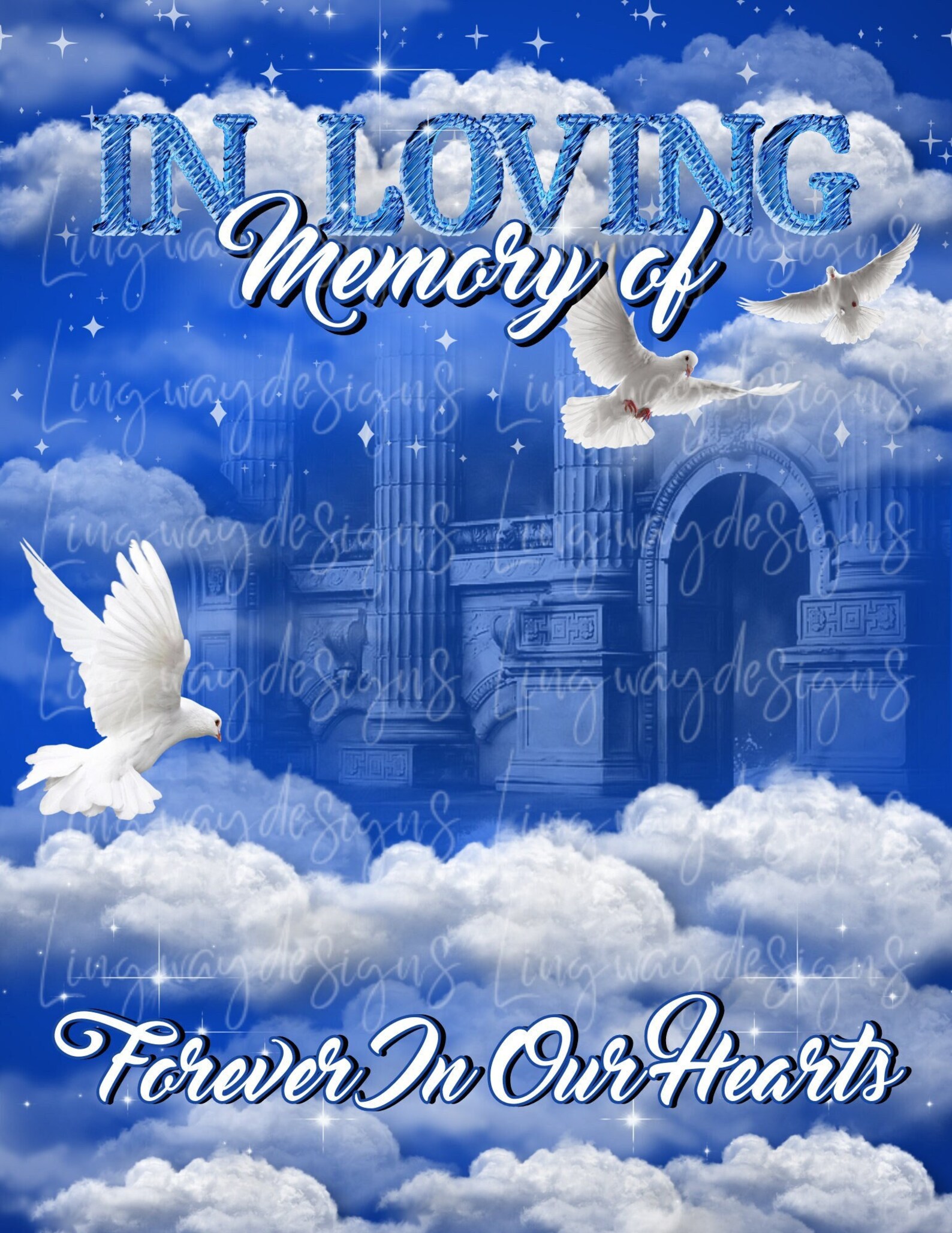 Blue Sky Heaven in Loving Memory Forever in Our Hearts Memorial PNG Add ...