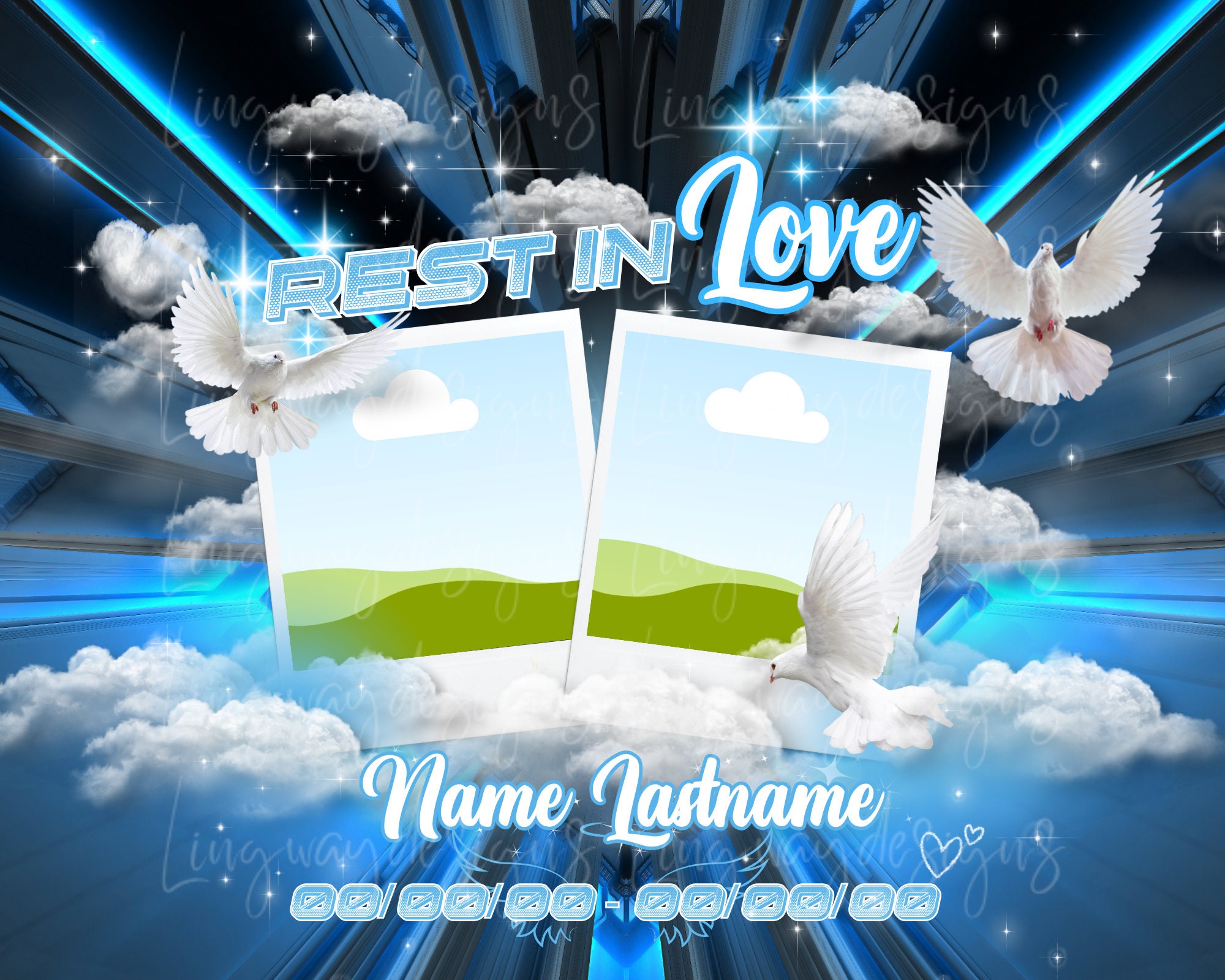 Baby Blue Black Sky Rest in Love Heaven Memorial All Over 3D Add Photo ...