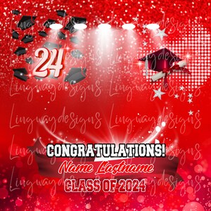 Red Black Congratulations Class of 2024 Graduation Button Pin Editable ...