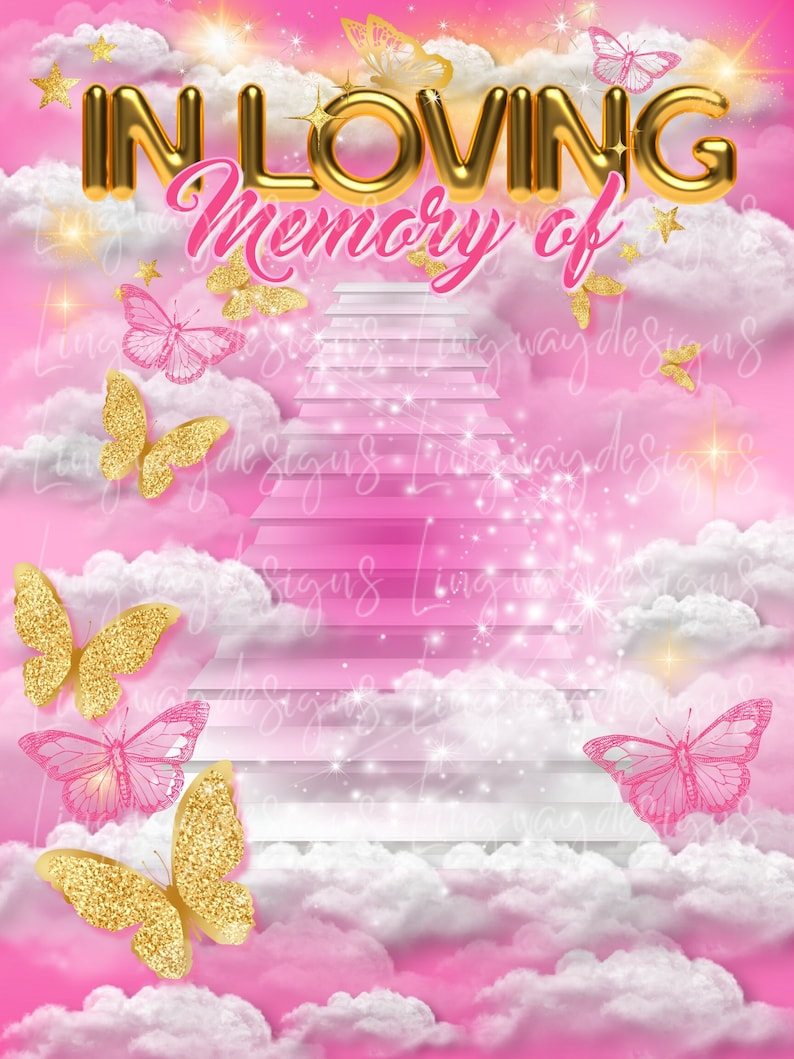 Pink Gold Butterflies in Loving Memory Heavens Gate Angel Memorial ...