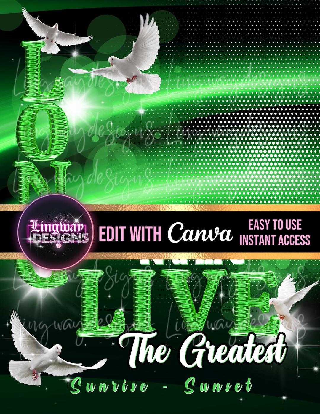 Green Black Long Live the Greatest Memorial PNG Add Photo Rest in Peace ...