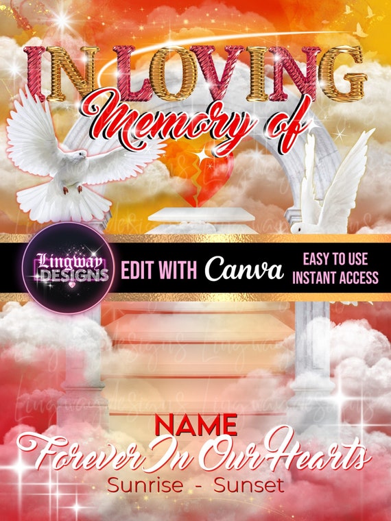 Red Gold in Loving Memory Forever in Our Hearts Angel Wings - Etsy