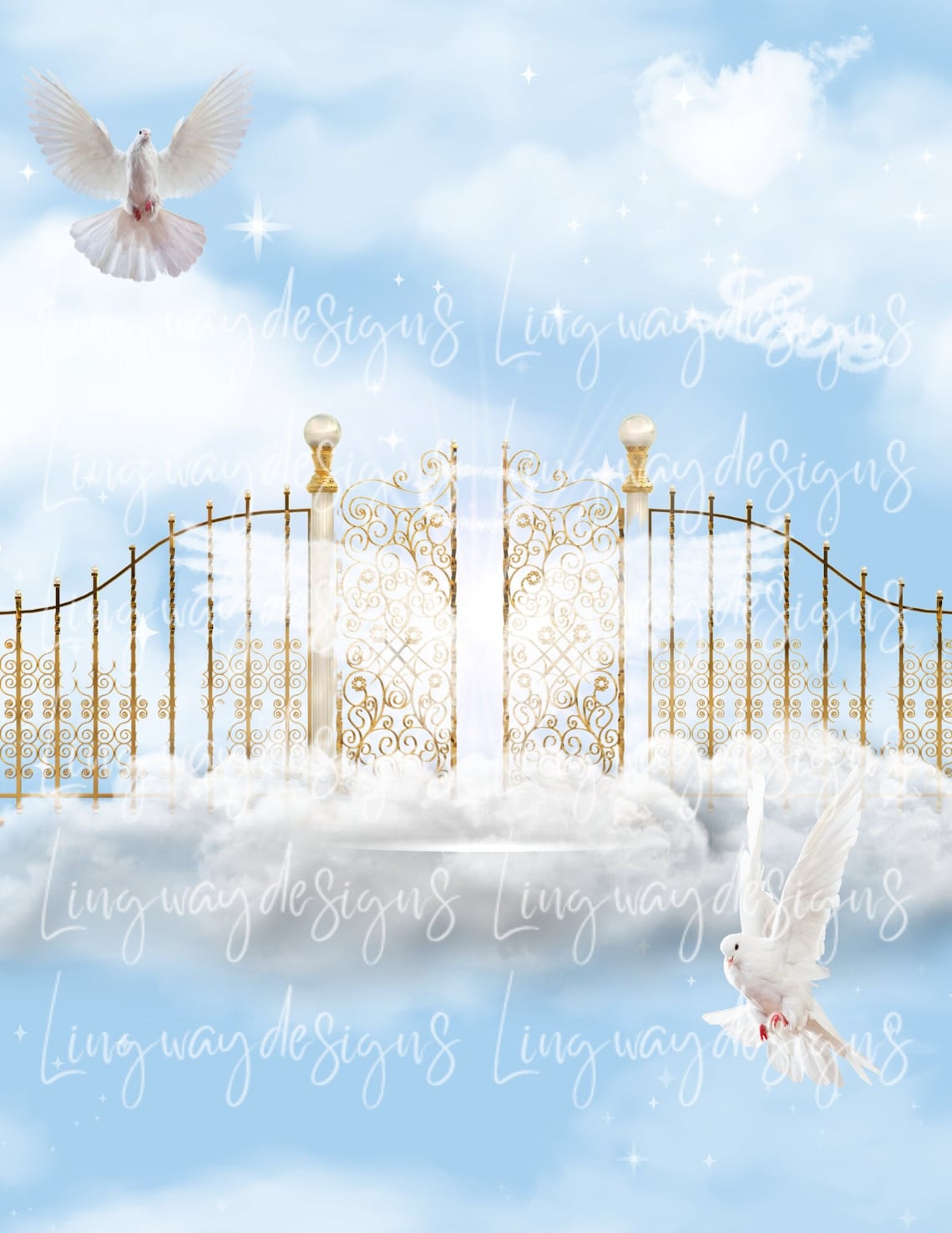 Sky Blue Heavens Gate Angel Memorial PNG Add Photo Rest in - Etsy