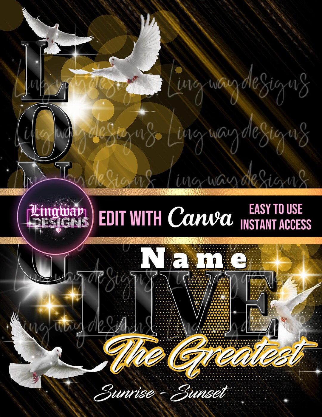Black Gold Long Live the Greatest Memorial Add Photo Rest in Peace ...