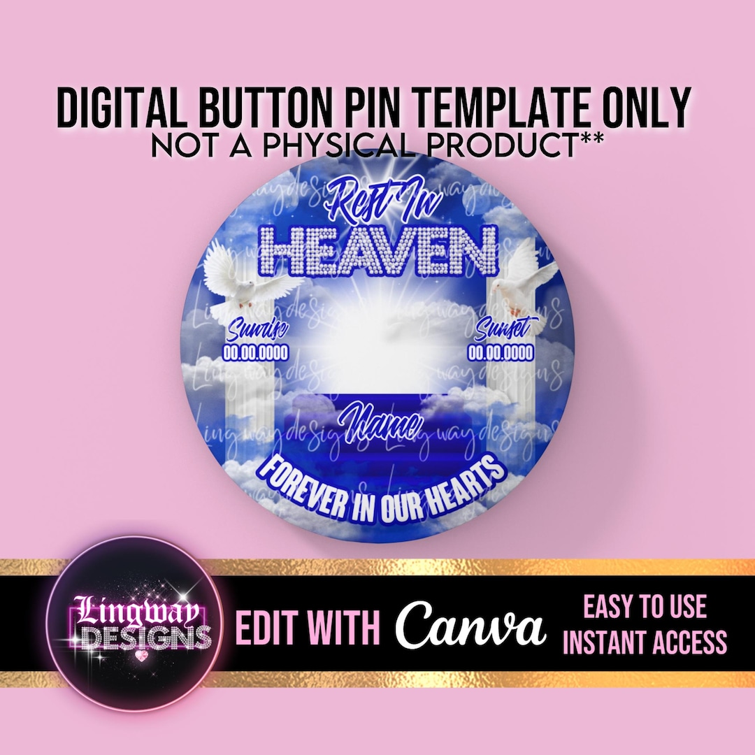 Blue Heaven Stairway Rest in Heaven Template Memorial Button Pin ...