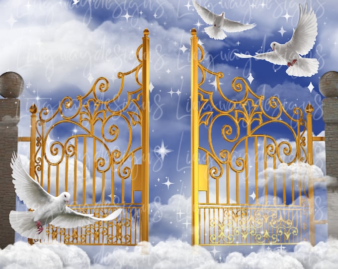 Blue in Loving Memory PNG, Gold Heavens Gate, Memorial Background, Rest ...