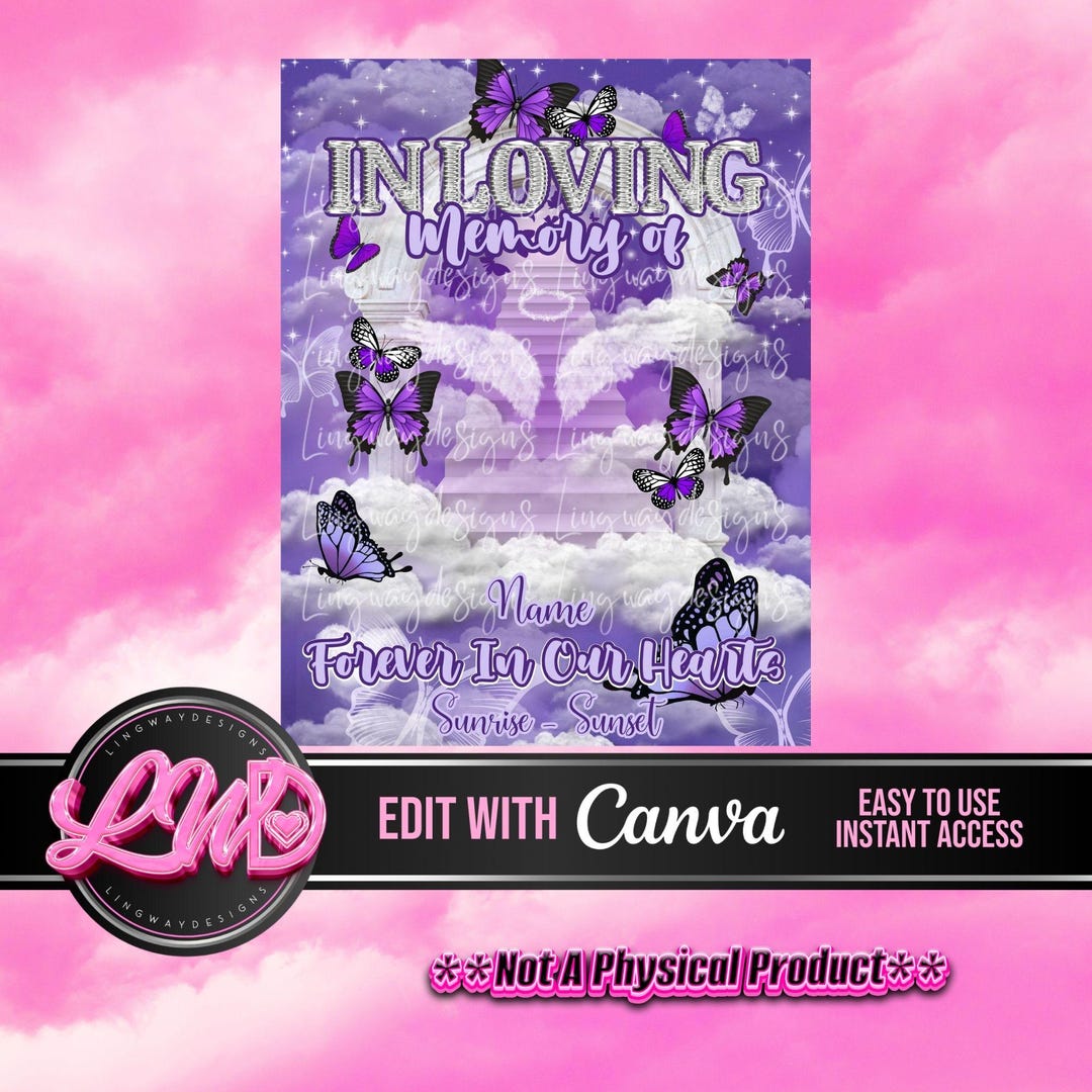 Purple in Loving Memory Butterflies Forever in Our Hearts Heaven ...
