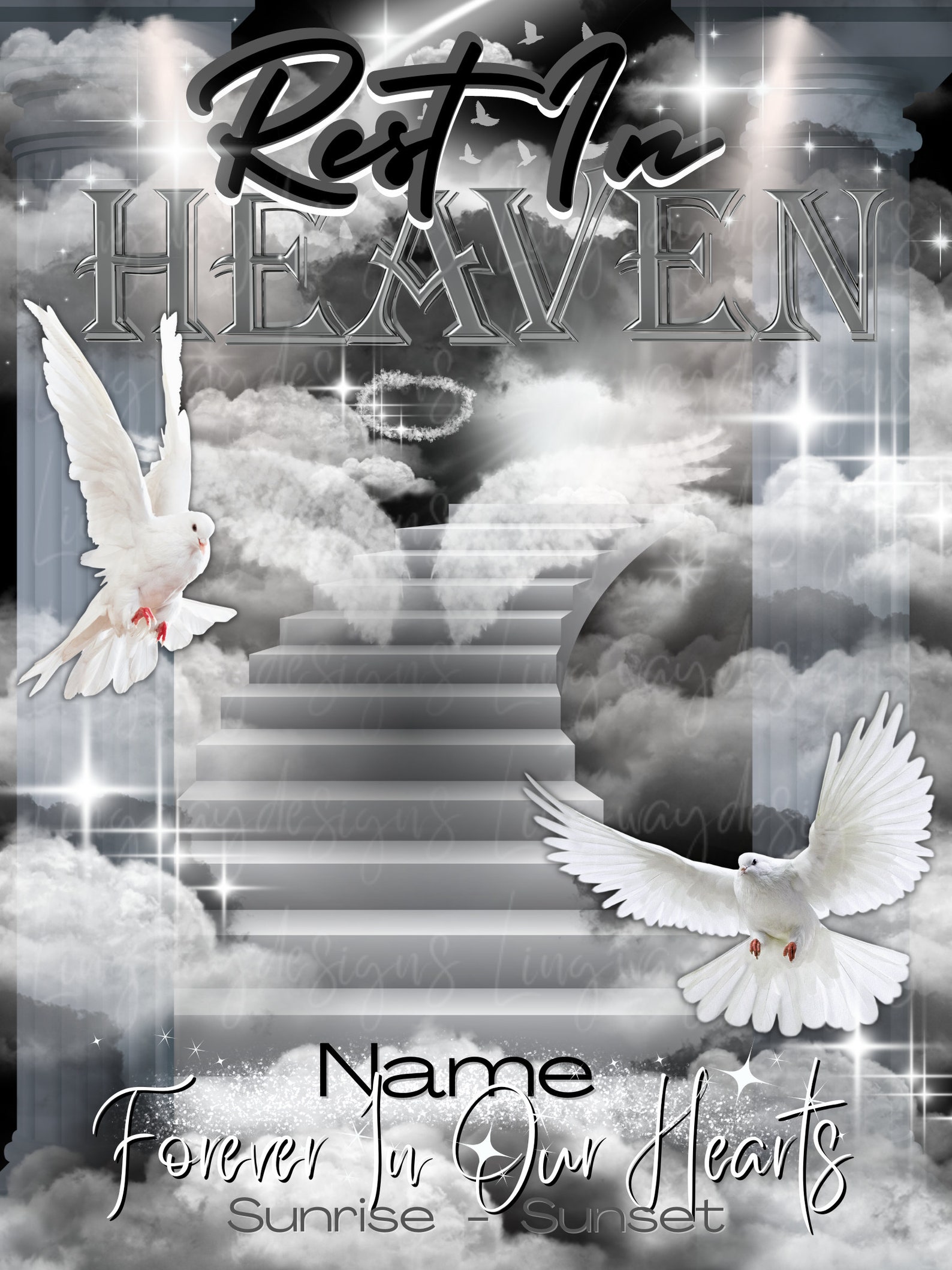 Gray Silver Black Sky Long Live Heaven Forever in Our Hearts PNG Add ...