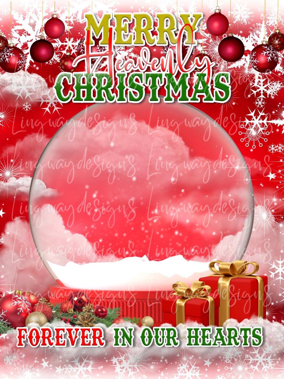 Red Green Heavenly Christmas Snow Globe Forever in Our Hearts Angel ...