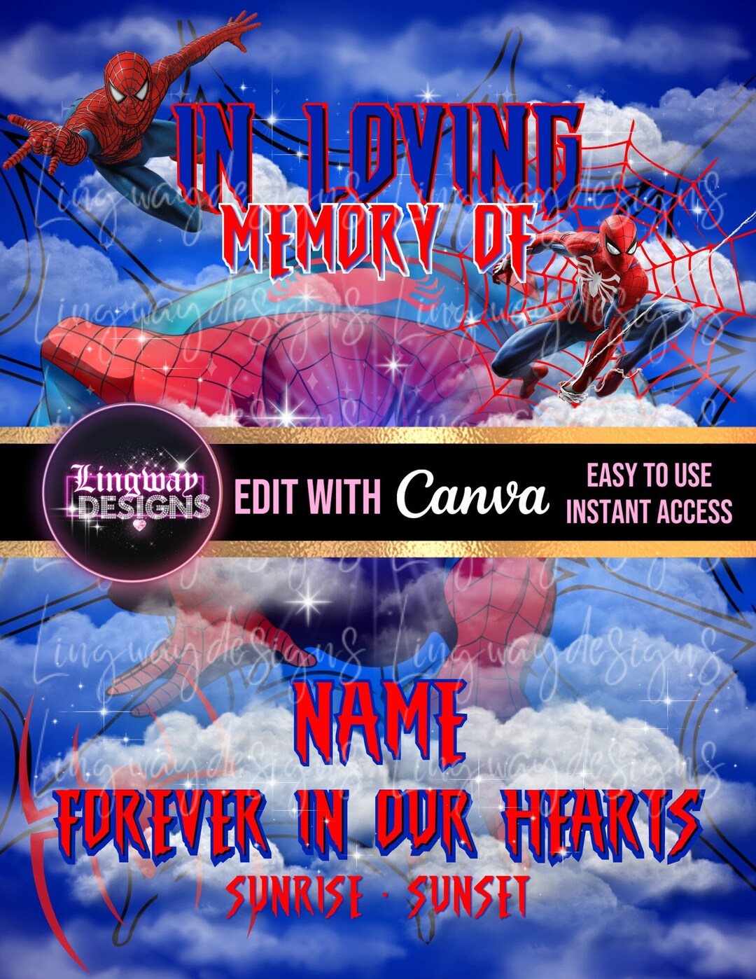 Red Blue Heaven in Loving Memory Forever in Our Hearts Angel PNG Add ...
