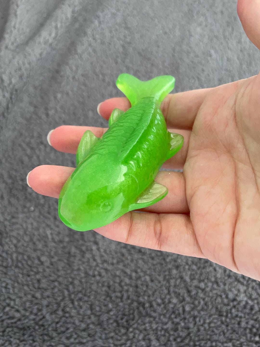 Koi Fish Handmade Epoxy Resin Ornament, Medium, Bright Green Shimmer - Etsy