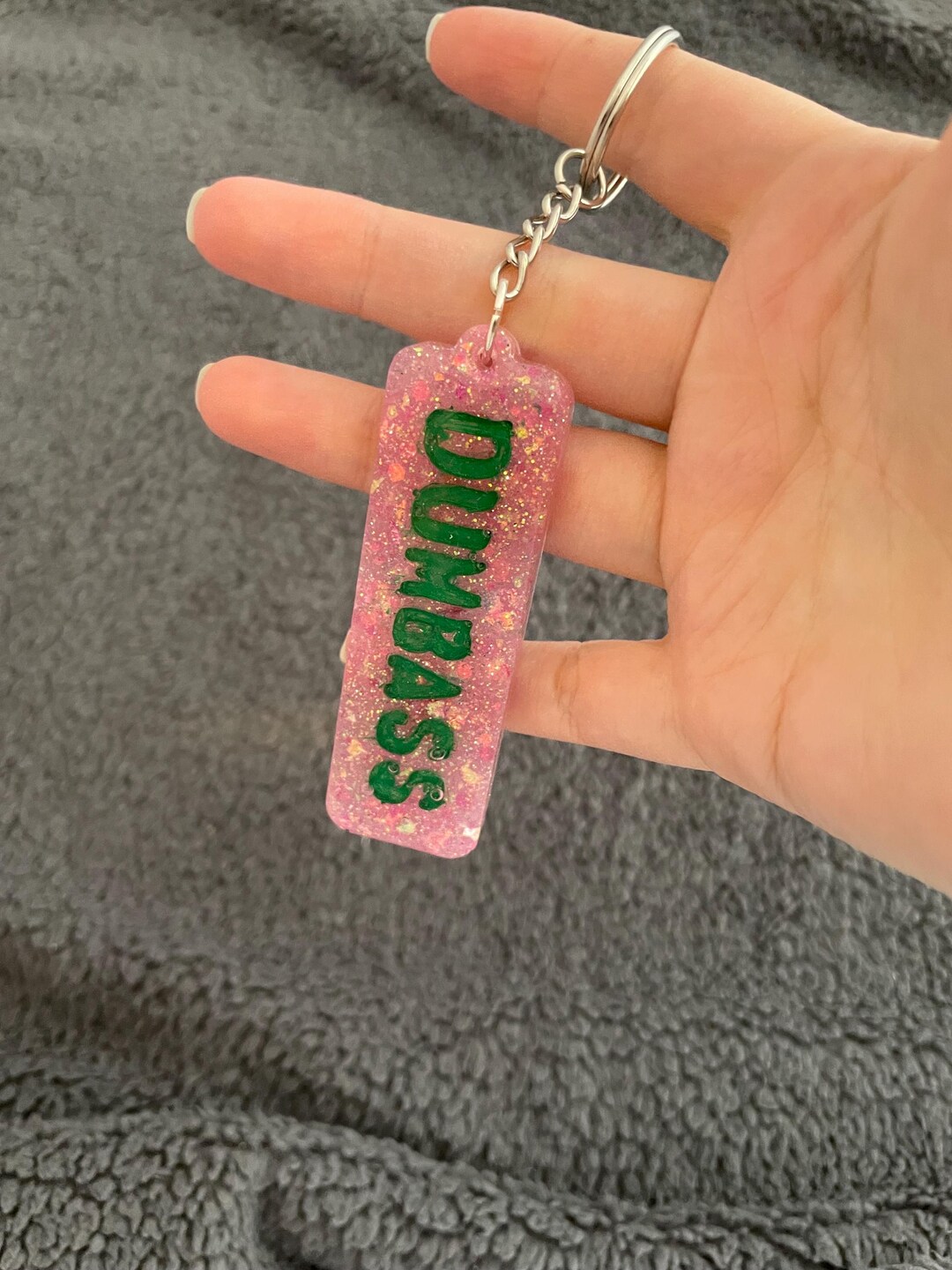 Rude Word Handmade Epoxy Resin Keyring, IMPERFECT, Light Pink Chunky ...