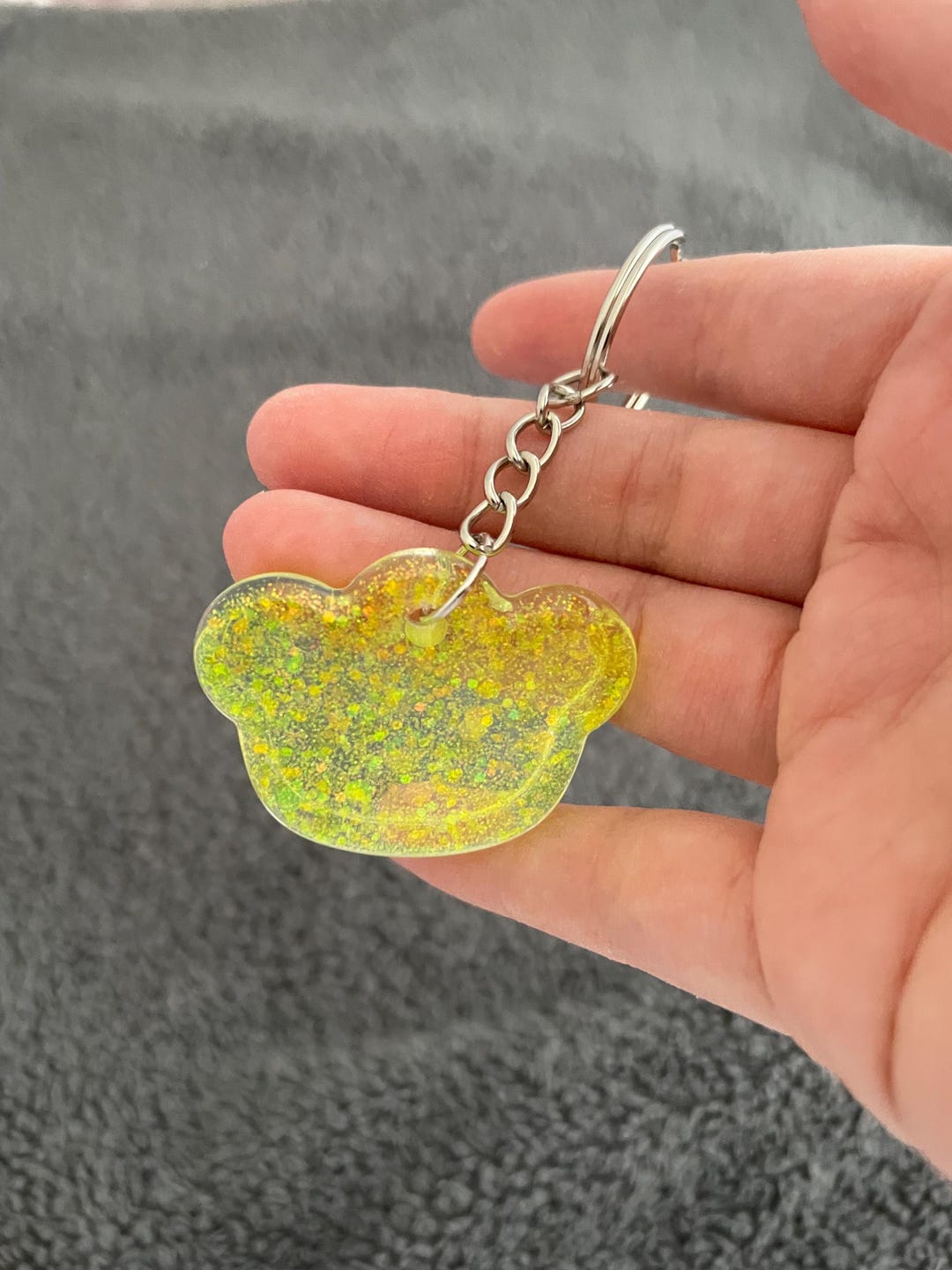 Crown Handmade Epoxy Resin Keyring, Plain, Yellow Chunky Glitter - Etsy