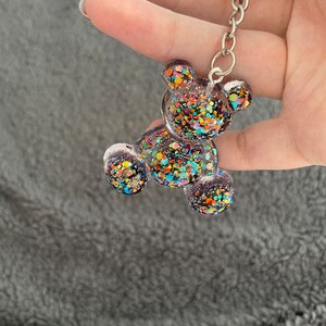 Teddy Bear Handmade Epoxy Resin Keyring, Medium, Sitting, Multicoloured ...