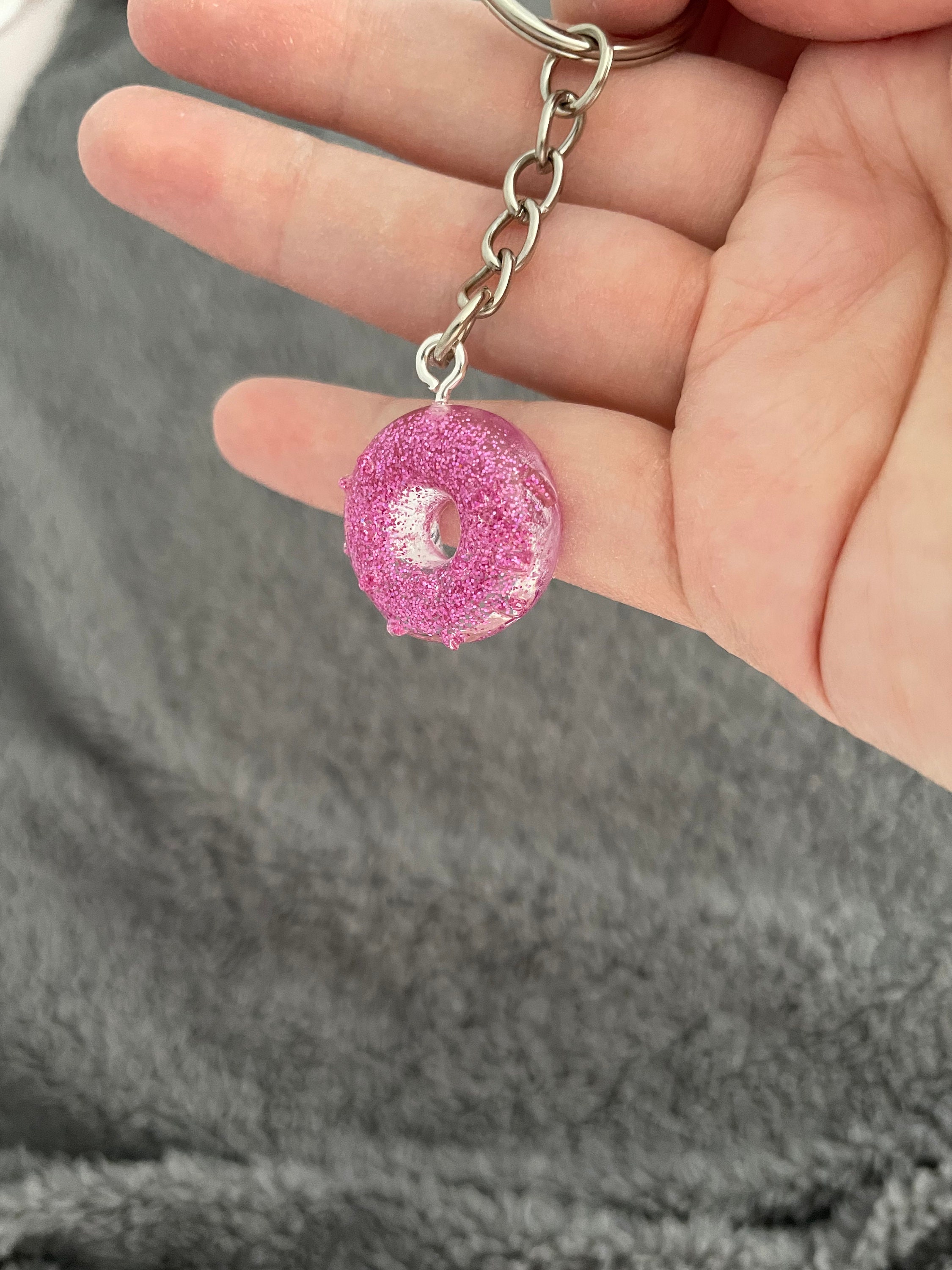 Donut Resin Keyring, Small, Pink Glitter - Etsy